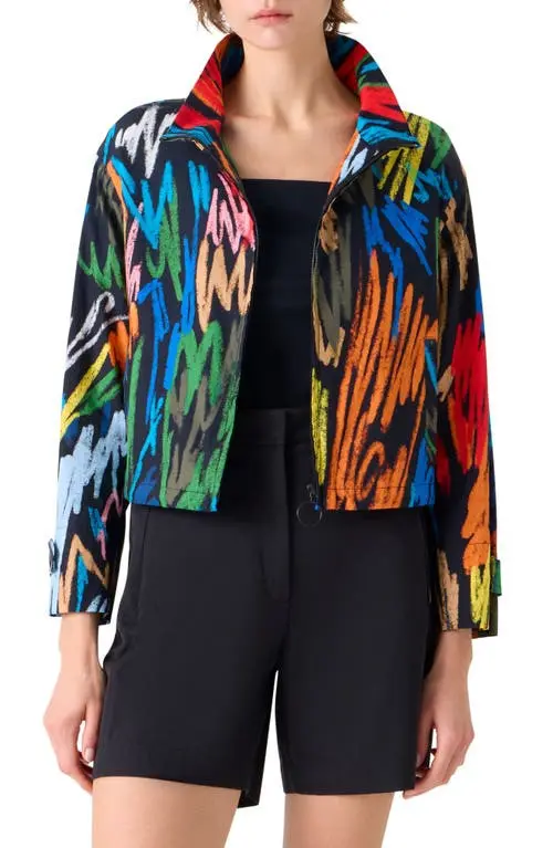 Akris Oversized Scribble Print Cotton Jacket