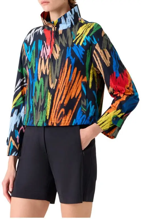 Akris Oversized Scribble Print Cotton Jacket