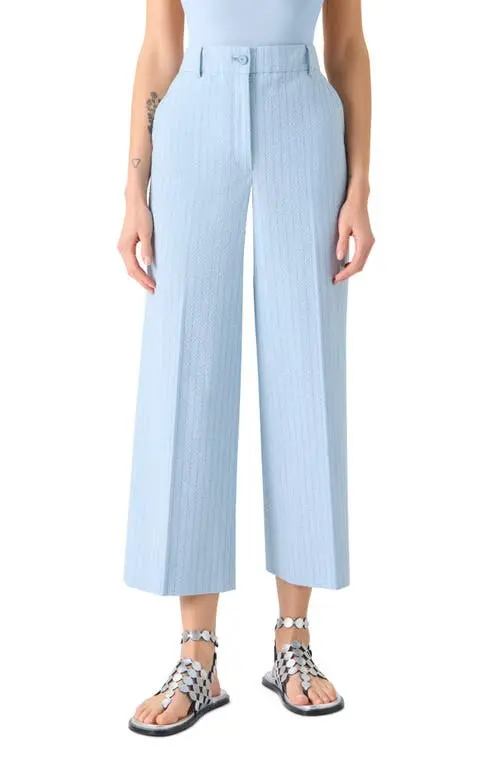 Akris Chiara High Waist Cotton Stretch Seersucker Crop Pants