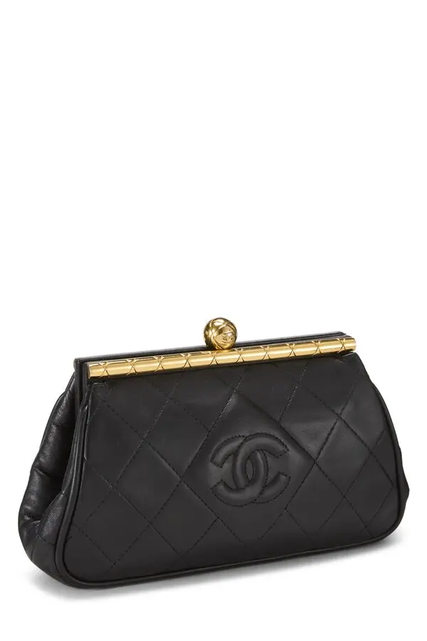 Chanel Lambskin Kiss Lock Clutch