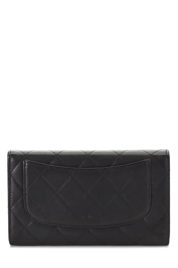 Chanel Lambskin Classic Long Flap Wallet - Black