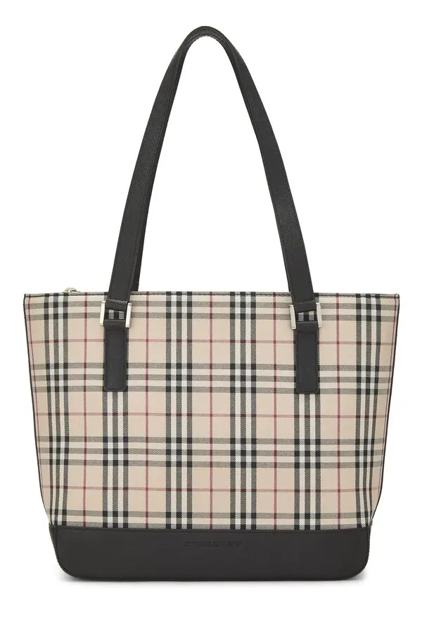 Burberry House Check Jacquard Zip Tote - Beige