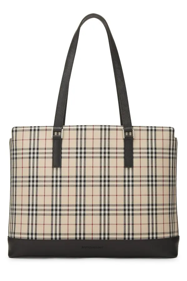 Burberry House Check Jacquard Zip Tote - Beige