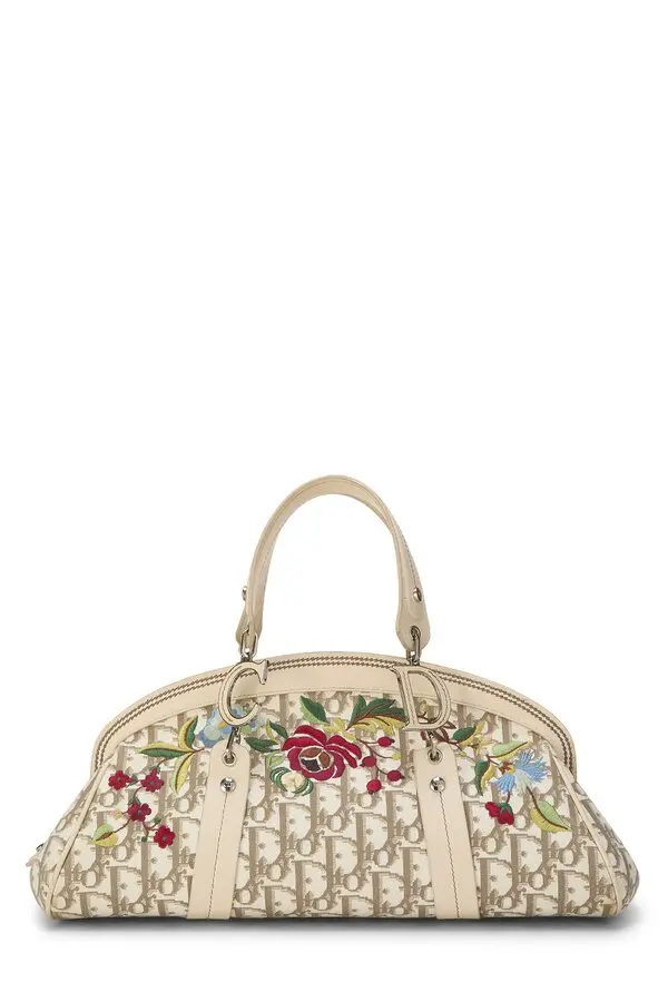 Dior Floral Embroidered Handbag - Beige