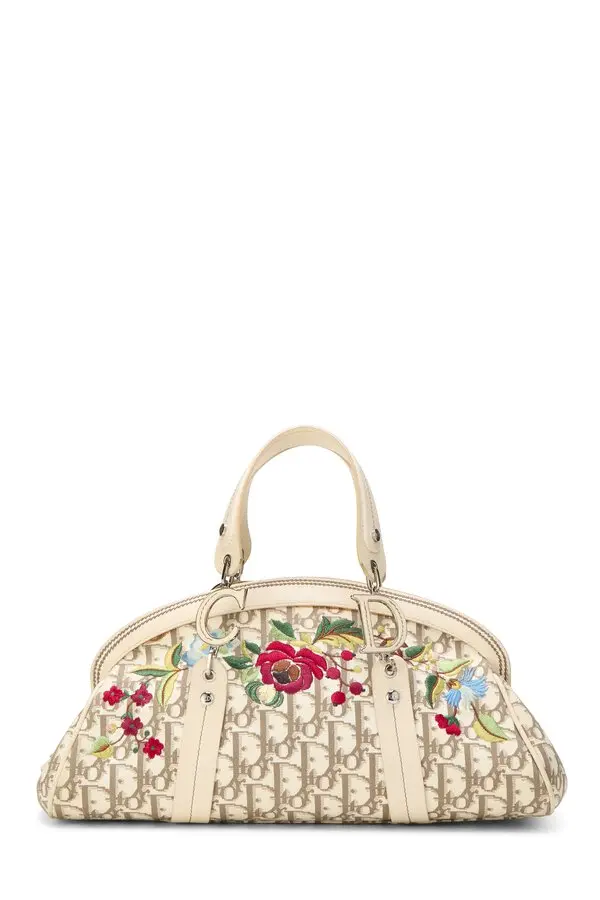 Dior Floral Embroidered Handbag - Beige
