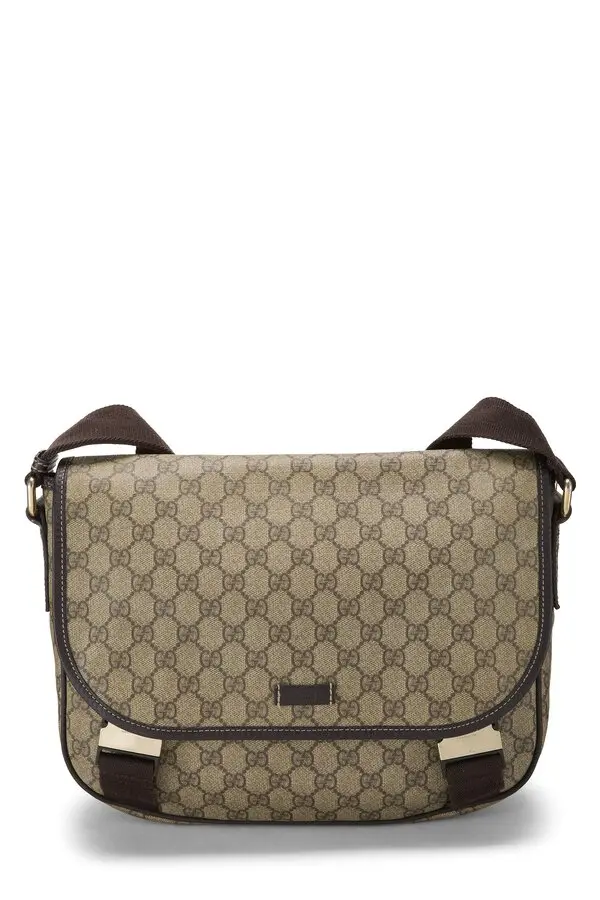 Gucci Gg Supreme Buckle Flap Messenger Bag