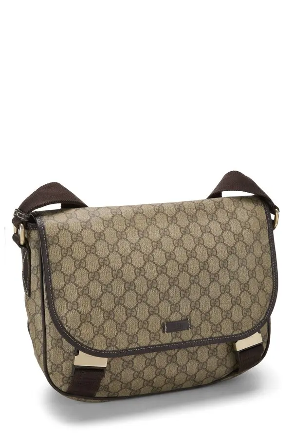 Gucci Gg Supreme Buckle Flap Messenger Bag