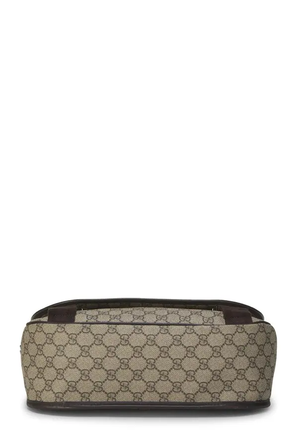 Gucci Gg Supreme Buckle Flap Messenger Bag - Brown