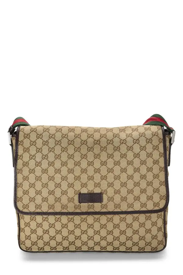 Gucci Original Gg Canvas Web Flap Messenger - Brown