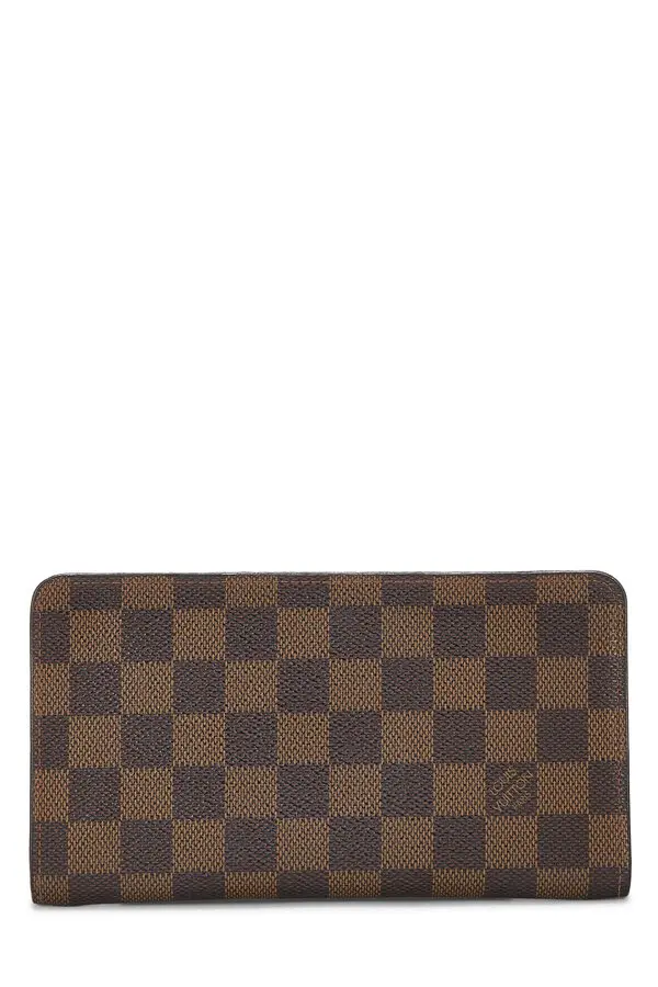 LOUIS VUITTON Damier Ebene Porte Monnaie Zip Wallet - Brown