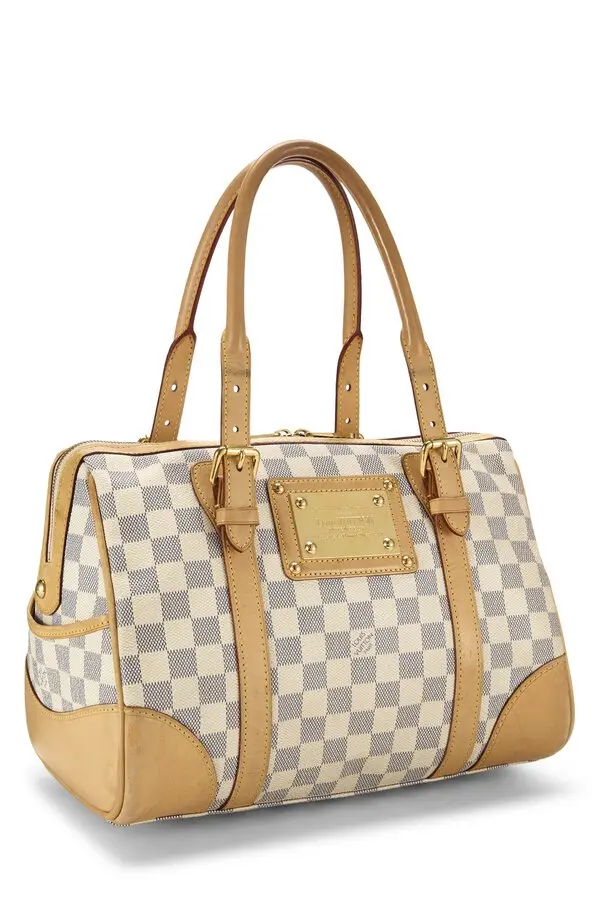 LOUIS VUITTON Damier Azur Berkeley Top Handle Bag - White
