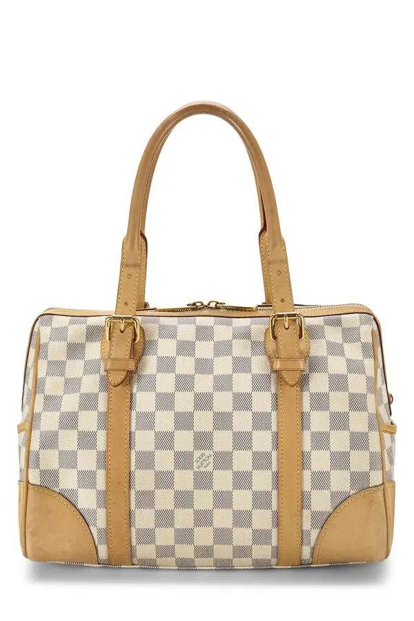 LOUIS VUITTON Damier Azur Berkeley Top Handle Bag - White