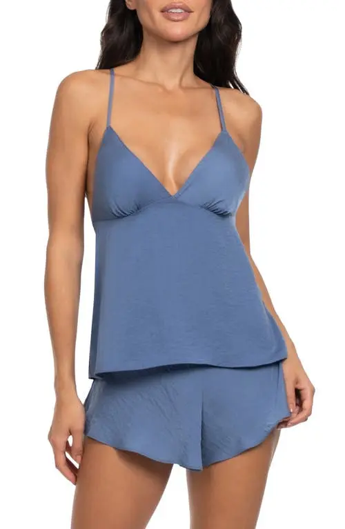 MIDNIGHT BAKERY Hammered Satin Camisole & Tap Pajamas - Den