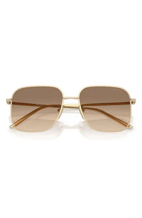 Prada 57mm Square Sunglasses - Pale Gold/brown Grey