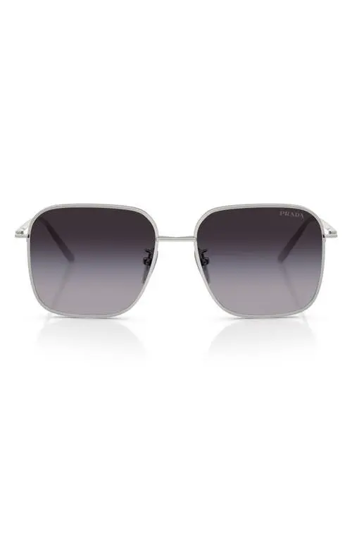 Prada 57mm Square Sunglasses - Silver/grey Gradient