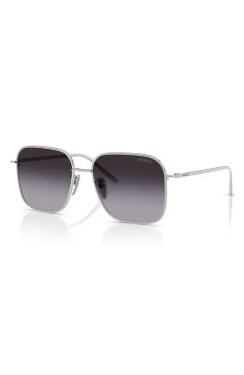 Prada 57mm Square Sunglasses - Silver/grey Gradient