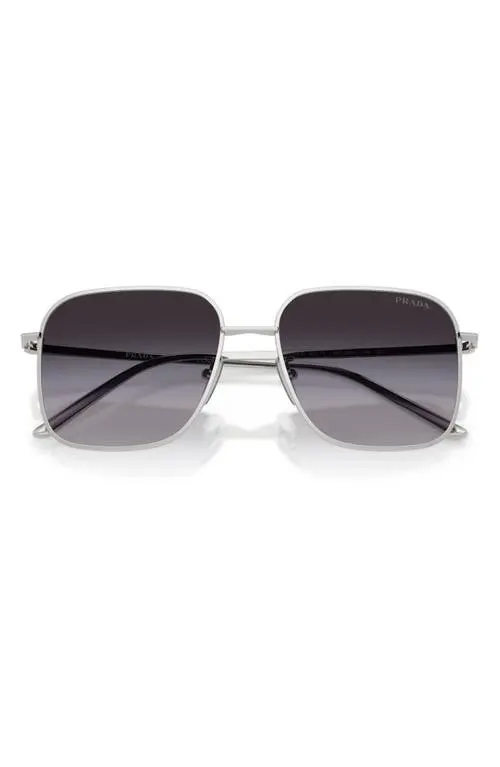 Prada 57mm Square Sunglasses - Silver/grey Gradient