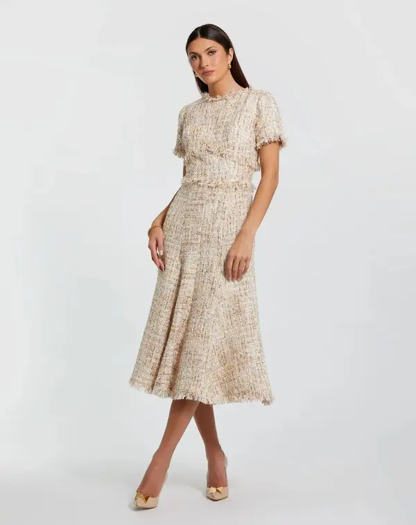 Mac Duggal Boucle A-line Midi Dress