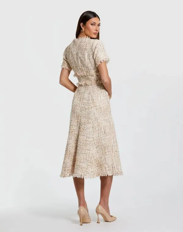 Mac Duggal Boucle A-line Midi Dress