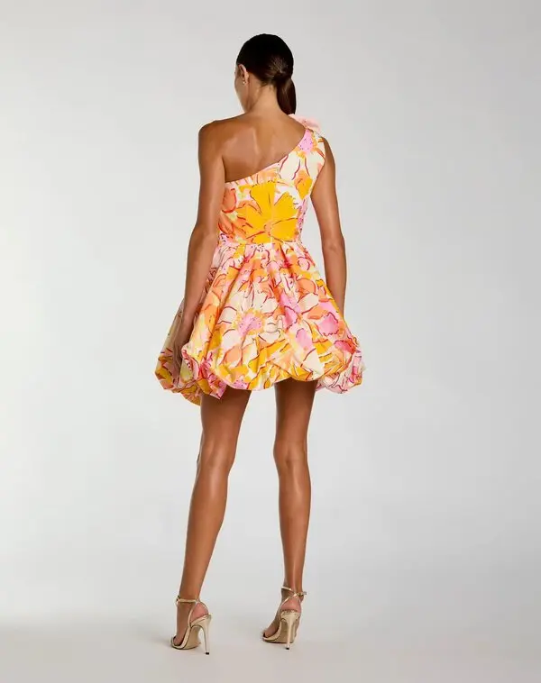 Mac Duggal One Shoulder Faille Mini Dress - Sunshine Multi