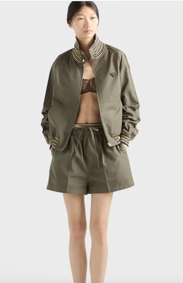 Prada Poplin Turtleneck Jacket - Olive Green