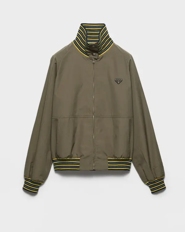 Prada Poplin Turtleneck Jacket - Olive Green