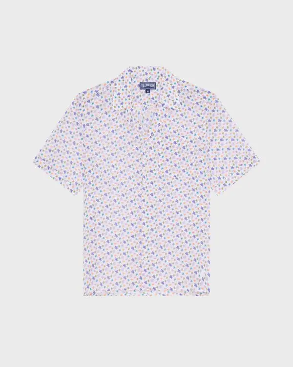 Vilebrequin Organic Cotton Bowling Shirt Micro Ronde Des Tortues Shirt Charli - White