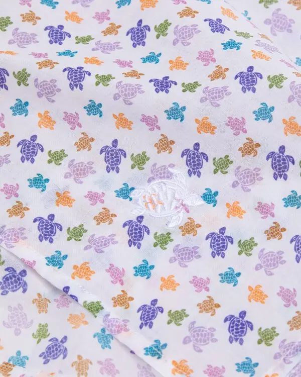 Vilebrequin Organic Cotton Bowling Shirt Micro Ronde Des Tortues Shirt Charli - White