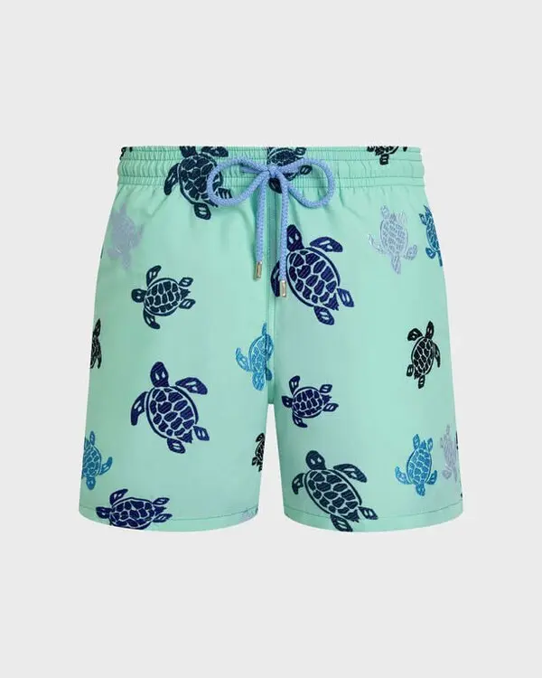 Vilebrequin Embroidered Ronde Des Tortues Swim Trunks - Green