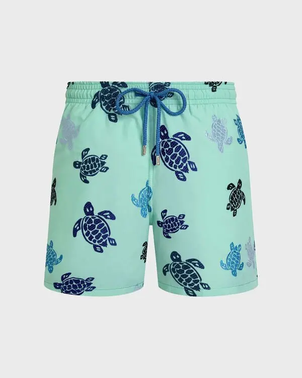 Vilebrequin Embroidered Ronde Des Tortues Swim Trunks - Green