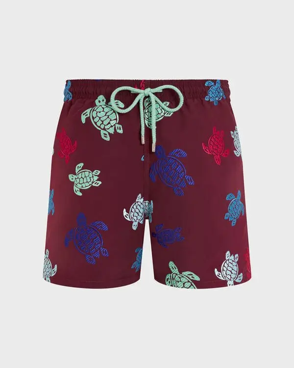 Vilebrequin Embroidered Ronde Des Tortues Swim Trunks - Red