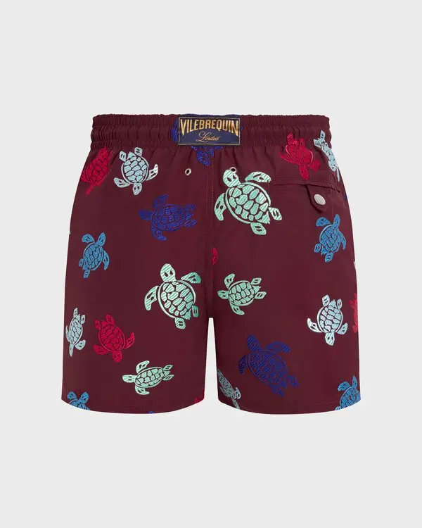 Vilebrequin Embroidered Ronde Des Tortues Swim Trunks - Red