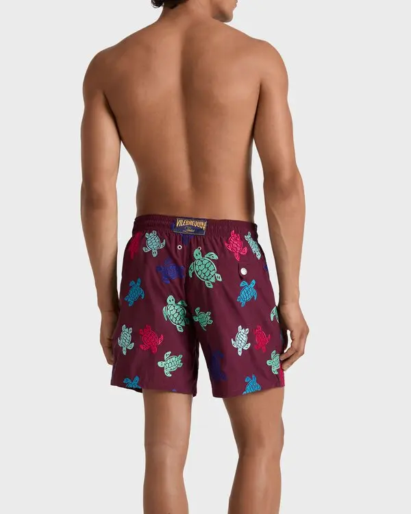 Vilebrequin Embroidered Ronde Des Tortues Swim Trunks - Red