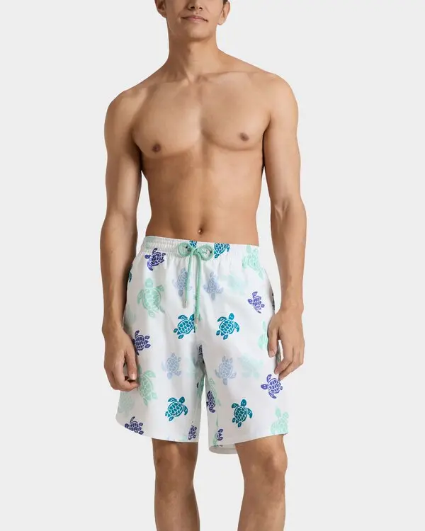 Vilebrequin Long Swim Trunks Tortues Multicolores - White