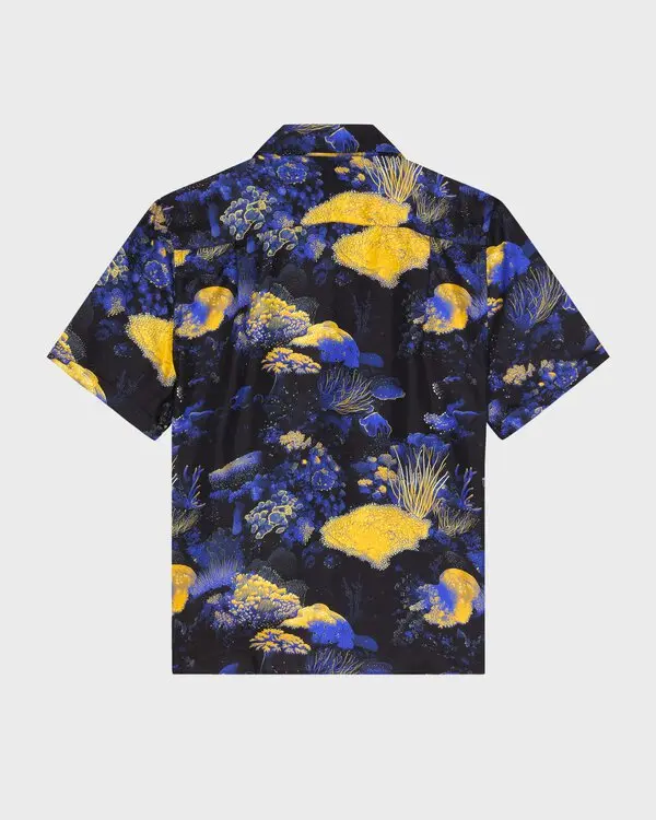 Vilebrequin Silk Bowling Shirt Coral Reef Shirt Courbis - Black