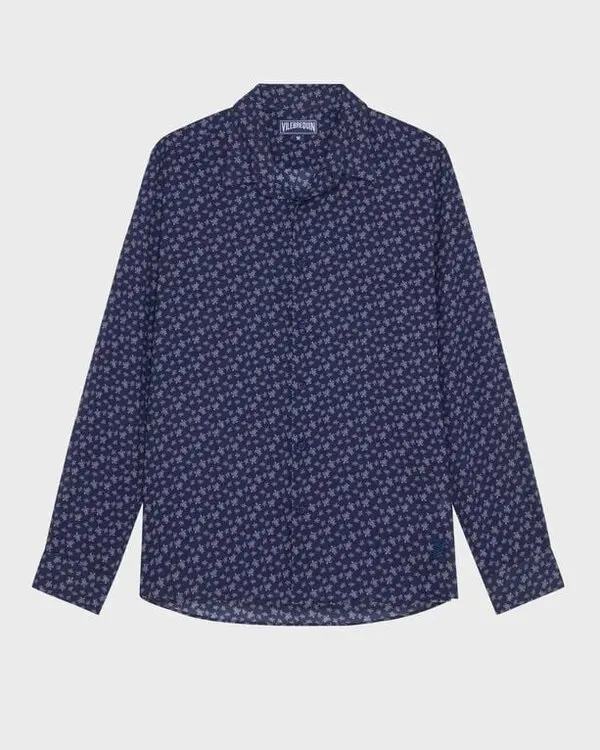 Vilebrequin Cotton Voile Micro Ronde Des Tortues Shirt Caracal - Purple