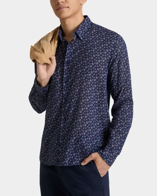 Vilebrequin Cotton Voile Micro Ronde Des Tortues Shirt Caracal - Purple