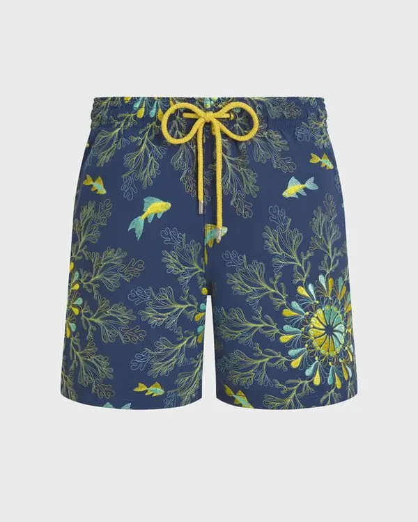 Vilebrequin Embroidered Swim Trunks Coral Mandala Limited Edition - Blue