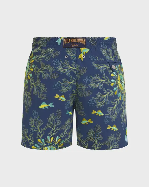 Vilebrequin Embroidered Swim Trunks Coral Mandala Limited Edition - Blue