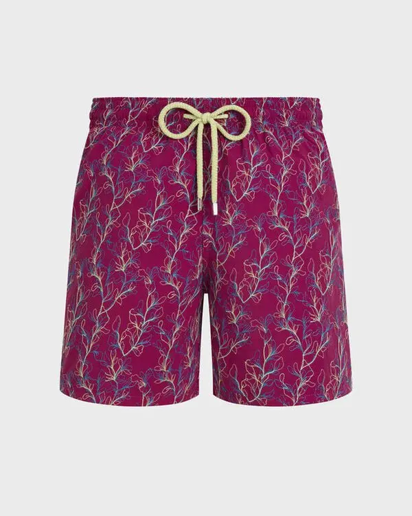 Vilebrequin Embroidered Swim Trunks X-ray Seaweed Limited Edition - Red