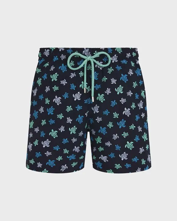 Vilebrequin Embroidered Micro Ronde Des Tortues Limited Edition Swim Trunks - Blue