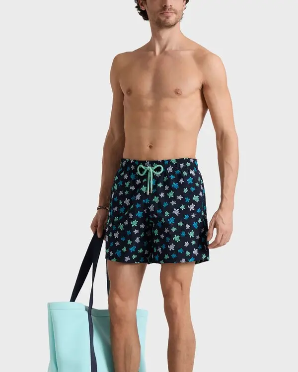 Vilebrequin Embroidered Micro Ronde Des Tortues Limited Edition Swim Trunks - Blue