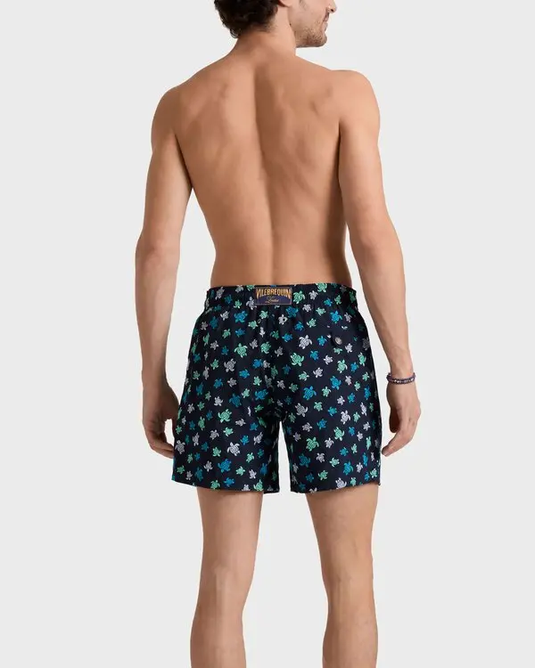 Vilebrequin Embroidered Micro Ronde Des Tortues Limited Edition Swim Trunks - Blue