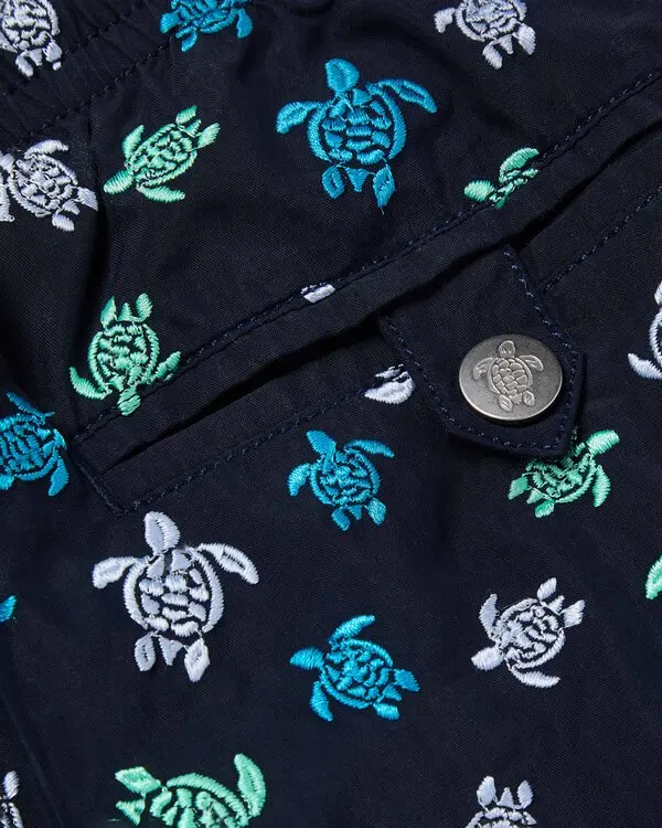 Vilebrequin Embroidered Micro Ronde Des Tortues Limited Edition Swim Trunks - Blue