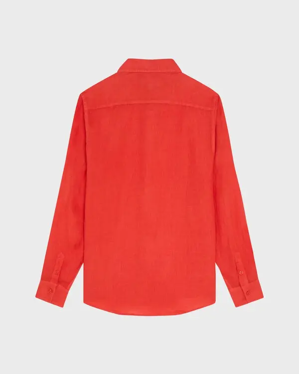 Vilebrequin Linen Shirt Solid Shirt Caroubis - Red