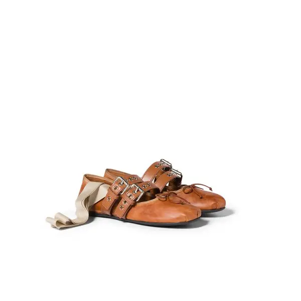 Miu Miu Nappa And Calf Leather Ballerinas