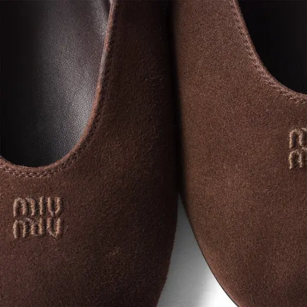 Miu Miu Suede Ballerinas - Dark Brown