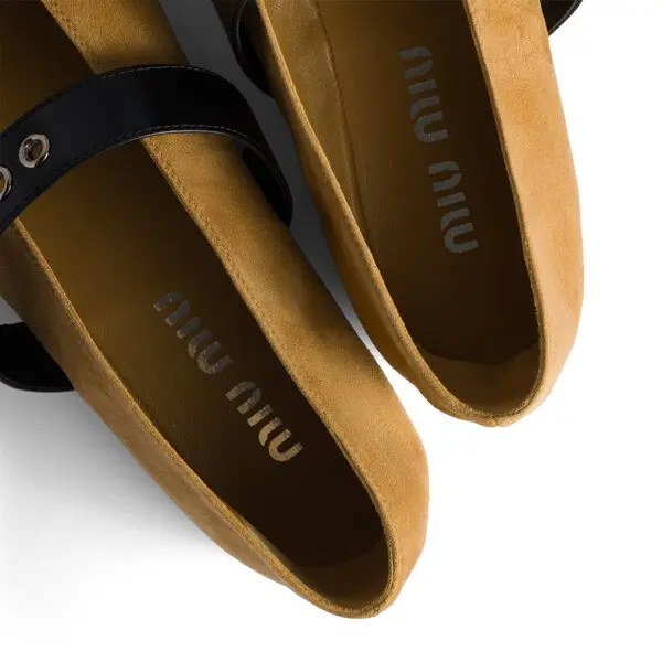 Miu Miu Suede Ballerinas - Honey