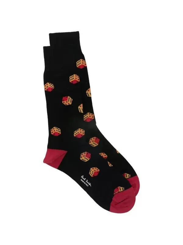 Paul Smith Dice Pattern Crew Socks - Black