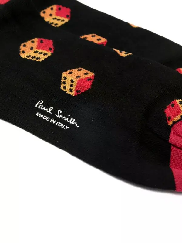 Paul Smith Dice Pattern Crew Socks - Black